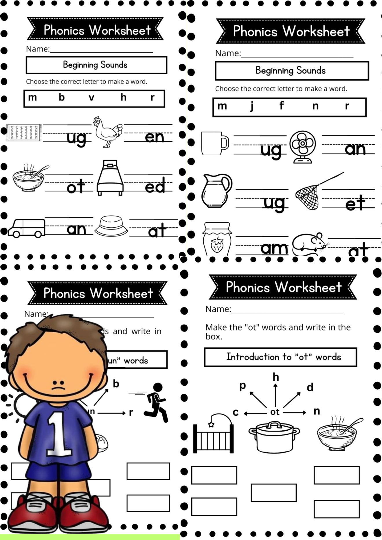 Phonics Worksheet Bundle | 10 Pages Vowels & Beginning Sounds for $2