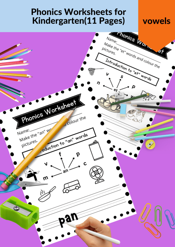 Phonics Worksheet Bundle | 10 Pages Vowels & Beginning Sounds for $2