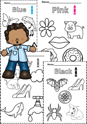Color names with pictures for kindergarten and preschool( 10 pages)