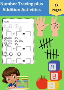Number Tracing Worksheets 1 to 10 plus addition worksheets