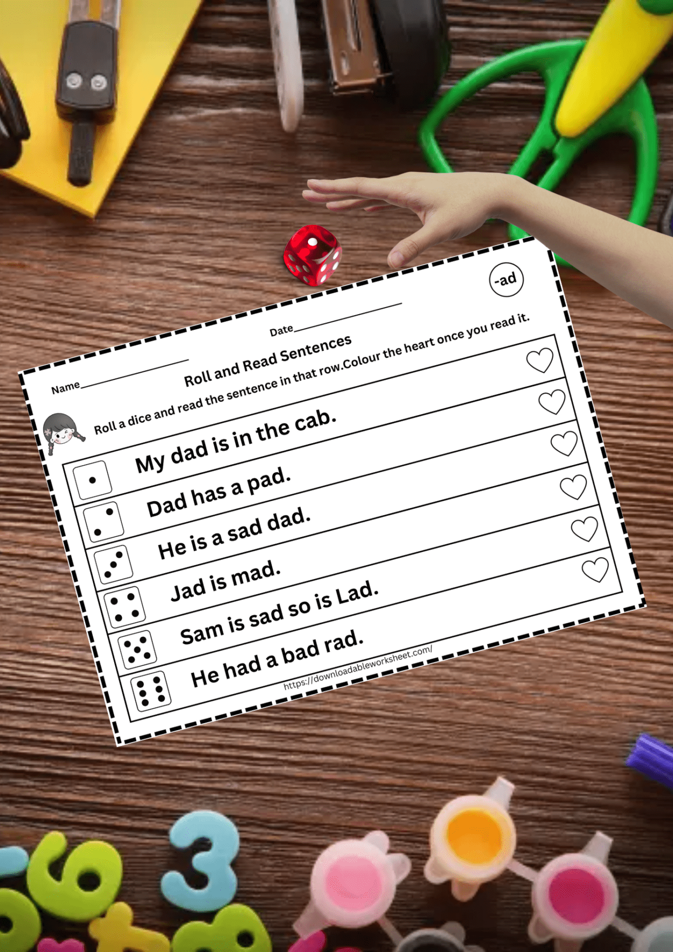 Roll a Dice and Read the cvc sentences pack!