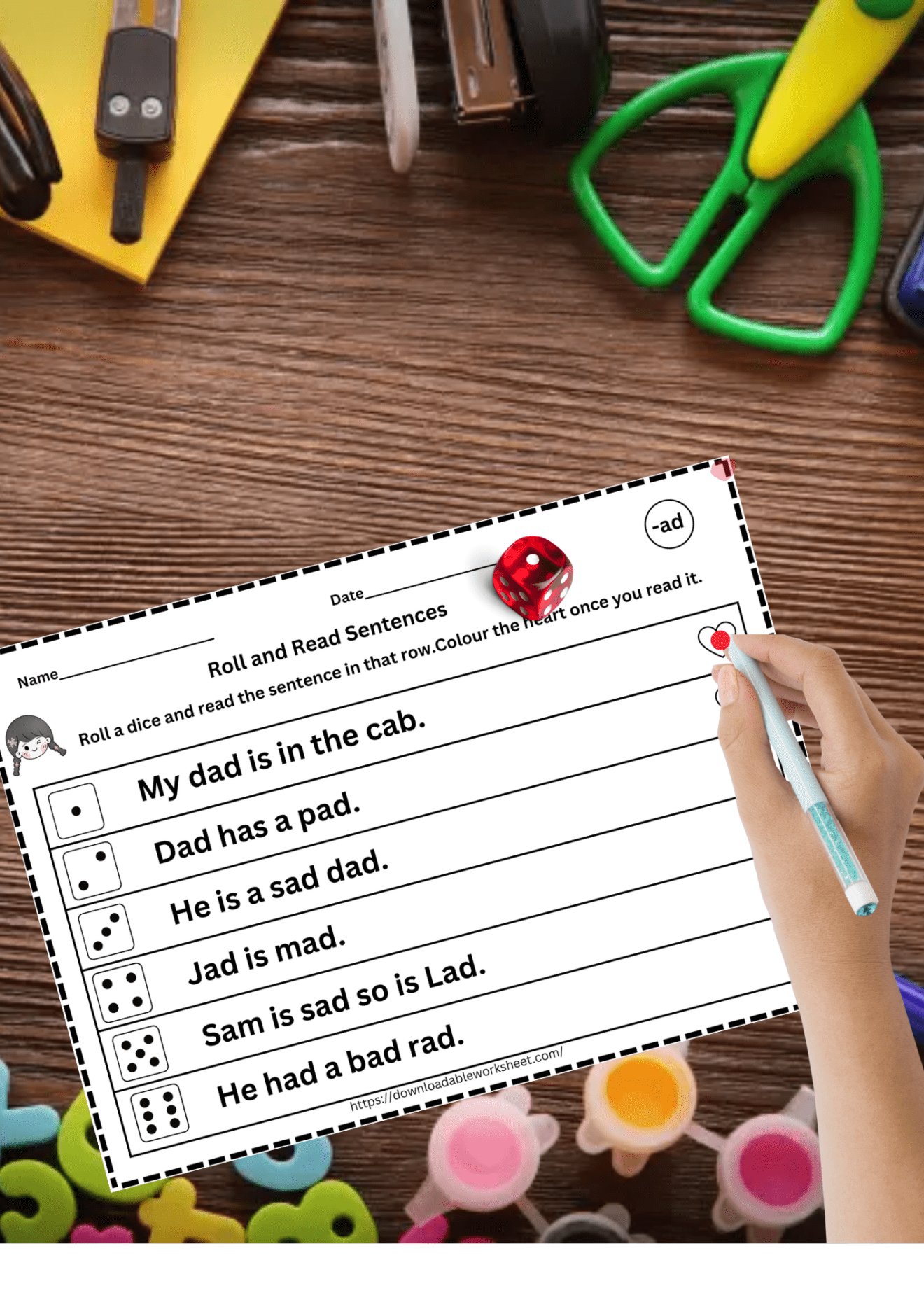 Roll a Dice and Read the cvc sentences pack!