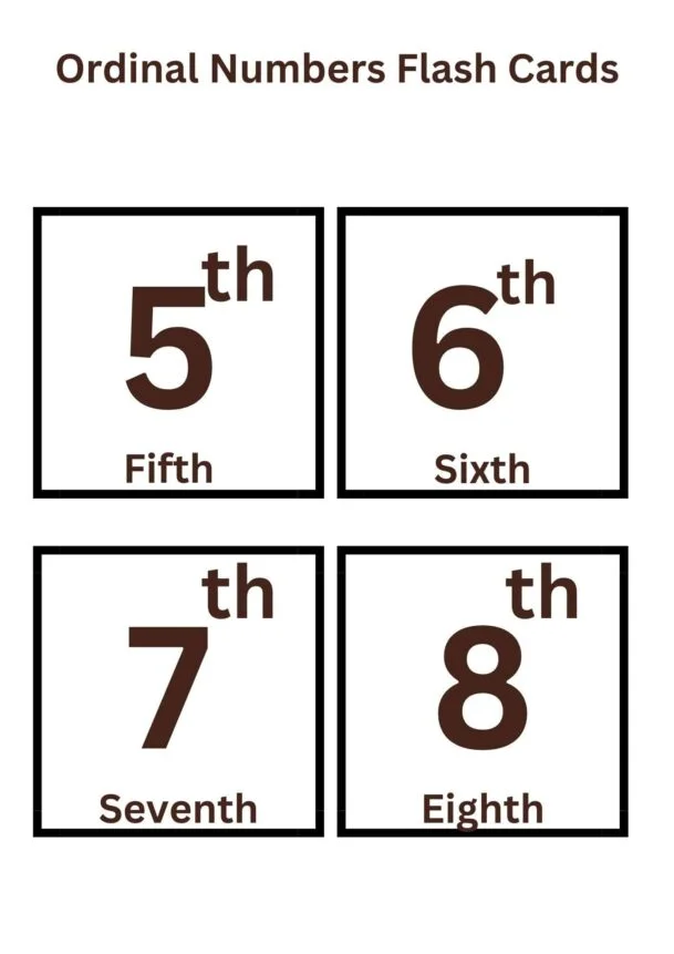 ordinal numbers flashcards