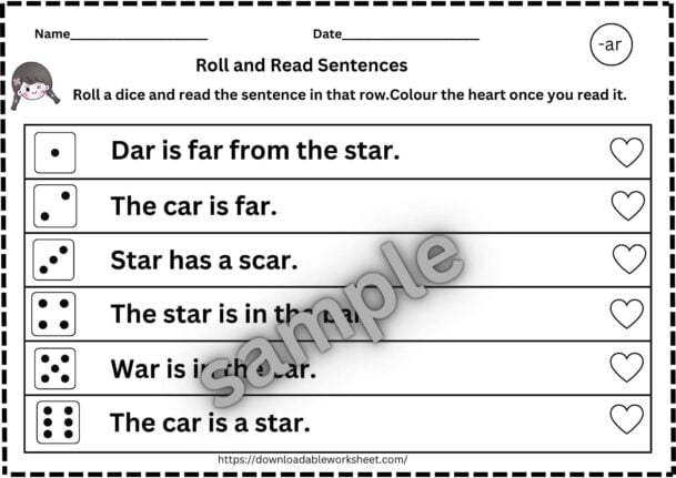 Roll a Dice and Read the cvc sentences pack!