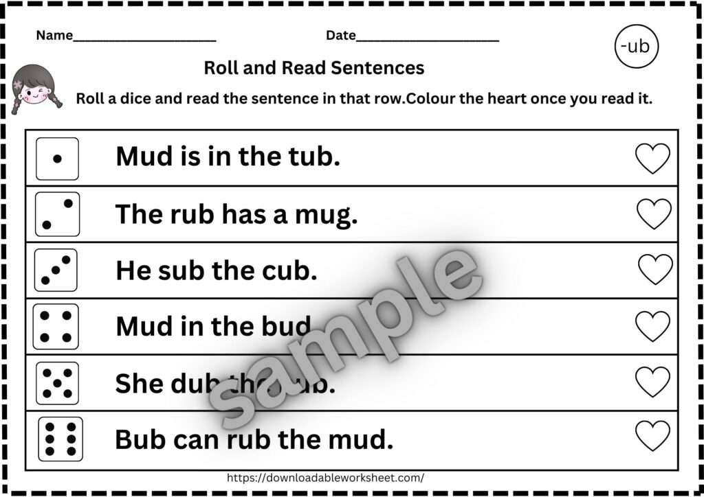 Roll a Dice and Read the cvc sentences pack!