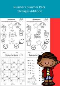 Maths Summer Vacation Activity Pack for Grade 1 and Pre-School