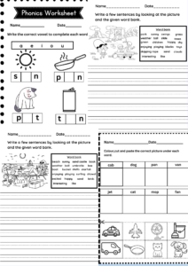 Summer Vacation Homework for Kindergarten Grade 1