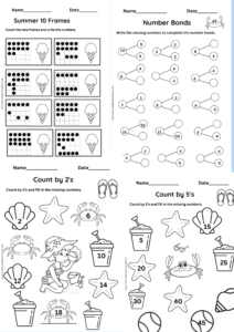 Summer Vacation Homework for Kindergarten Grade 1
