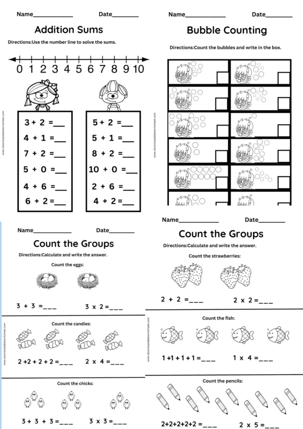 Summer Vacation Homework for Kindergarten Grade 1