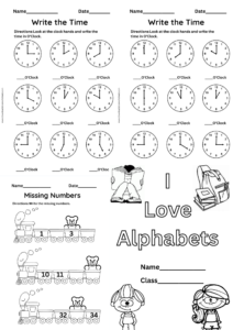 Summer Vacation Homework for Kindergarten Grade 1
