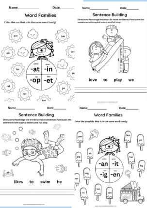 Summer Vacation Homework for Kindergarten Grade 1