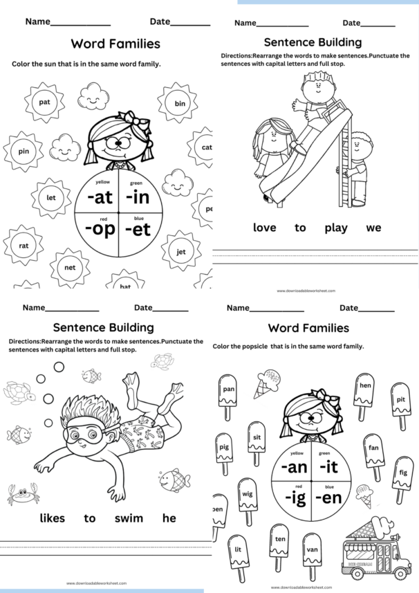 Summer Vacation Homework for Kindergarten Grade 1