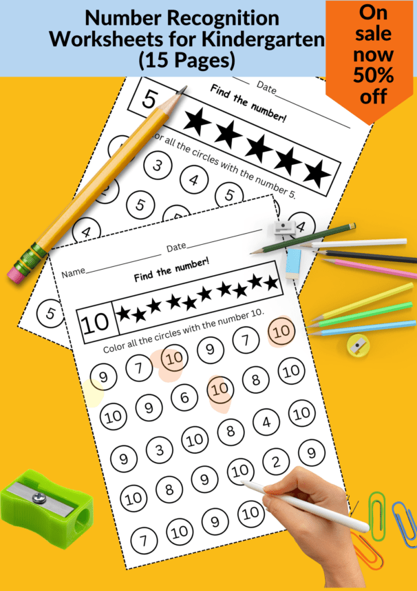 Best number recognition worksheets for kindergarteners (on sale)