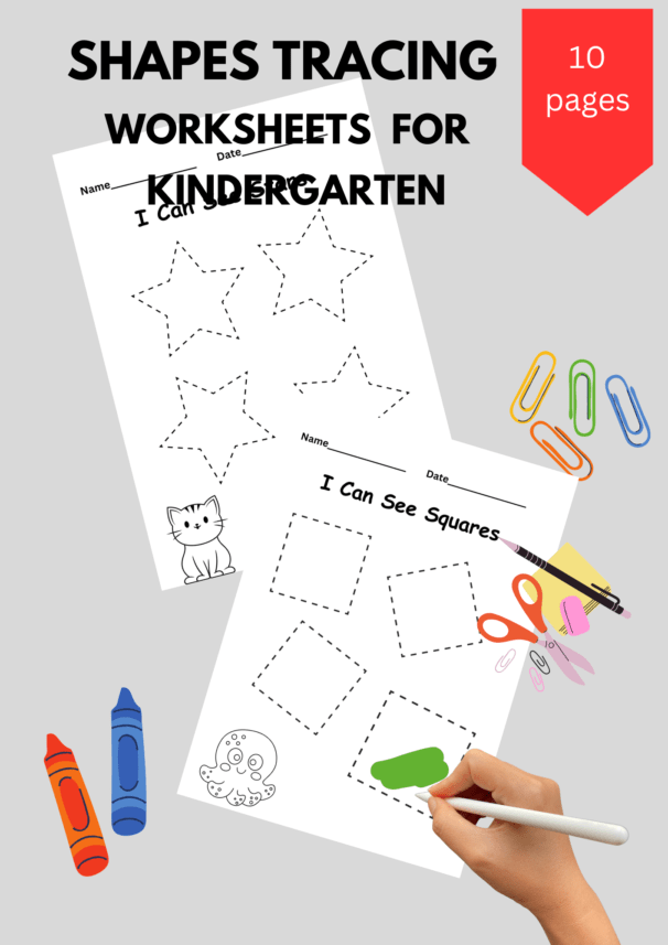 Best 2D Shapes Tracing Worksheets for kindergarten (10 Pages)