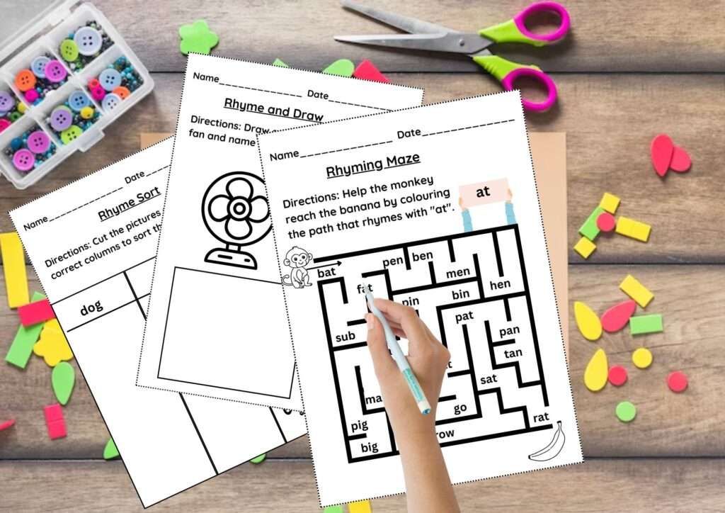 Rhyming Words Worksheets for Preschool,Kindergarten