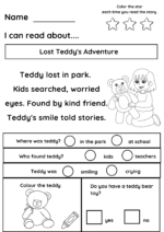 Kindergarten Reading Worksheets and Printables