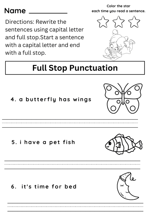 Best Full Stop Punctuation Free pdf worksheets