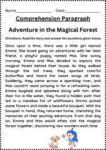 Comprehension Paragraph free printable for Grade 1