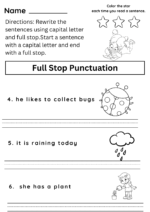 Best Full Stop Punctuation Free pdf worksheets