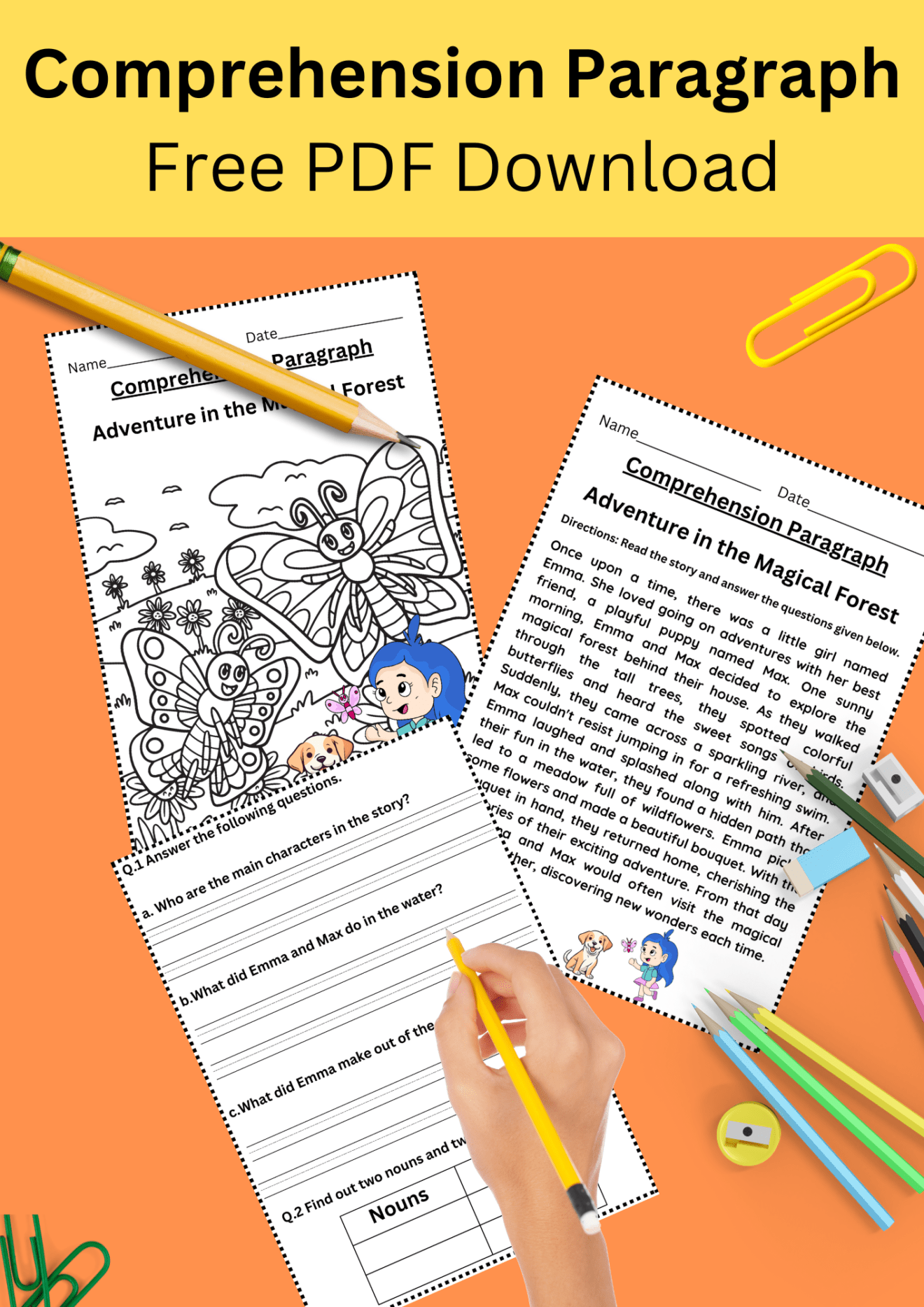 Comprehension Paragraph free printable for Grade 1