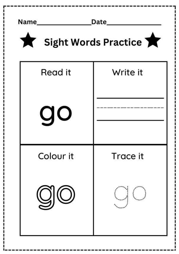 10 Free Sight Words Worksheets for Kindergarten to Boost Early Reading ...
