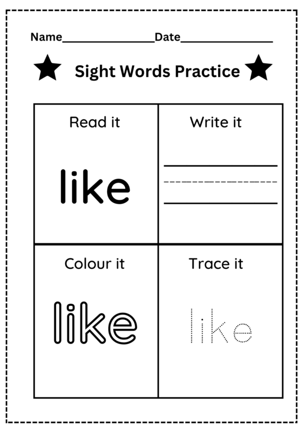 10 Free Sight Words Worksheets for Kindergarten to Boost Early Reading ...