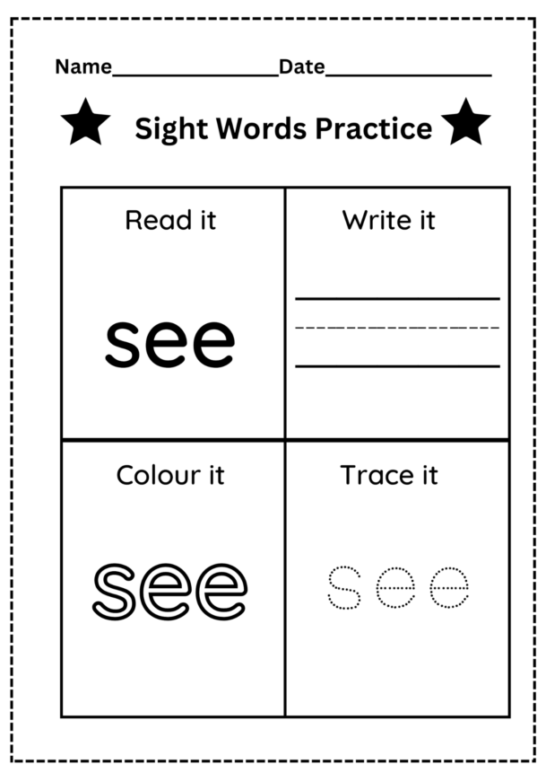 10 Free Sight Words Worksheets for Kindergarten to Boost Early Reading ...