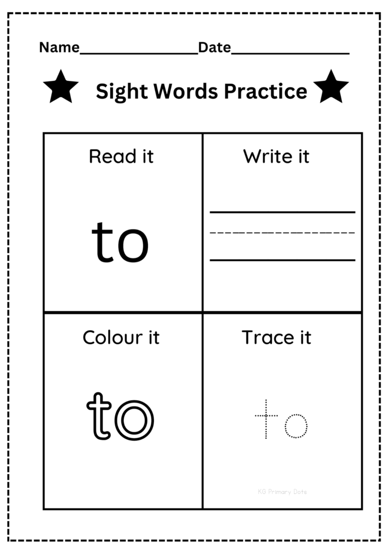 10 Free Sight Words Worksheets for Kindergarten to Boost Early Reading ...