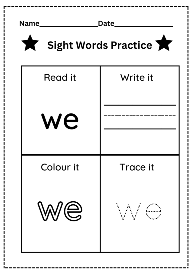 10 Free Sight Words Worksheets for Kindergarten to Boost Early Reading ...