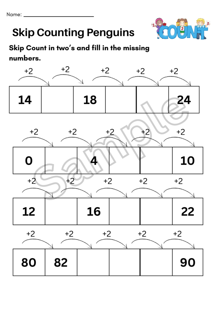 Skip Counting by 2 Worksheets