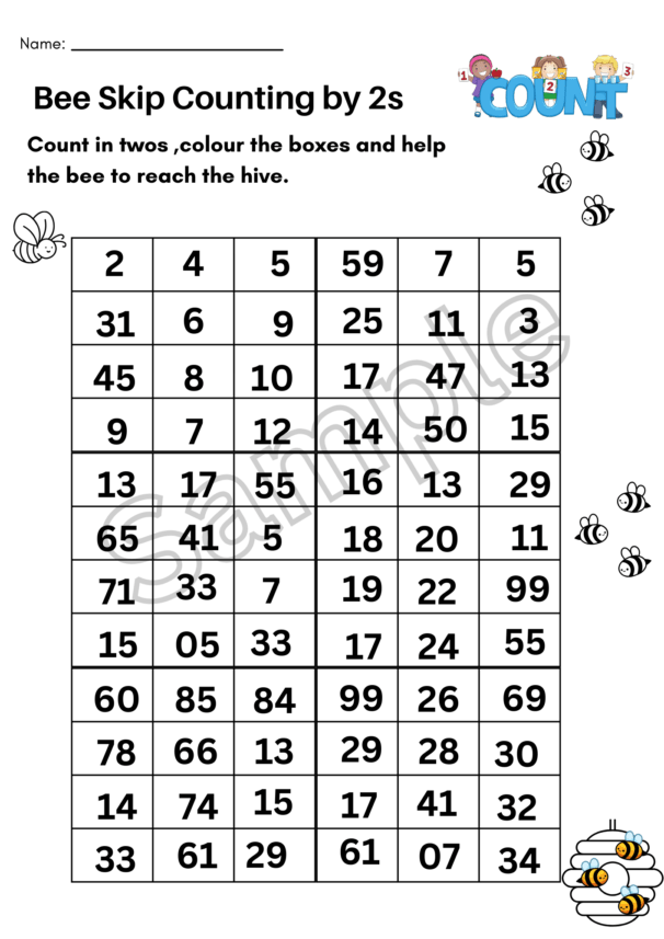 Skip Counting by 2 Worksheets