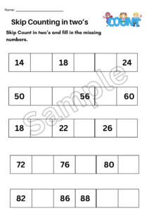 Skip Counting by 2 Worksheets