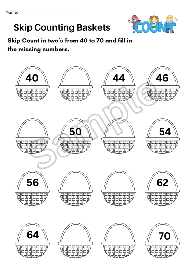 Skip Counting by 2 Worksheets