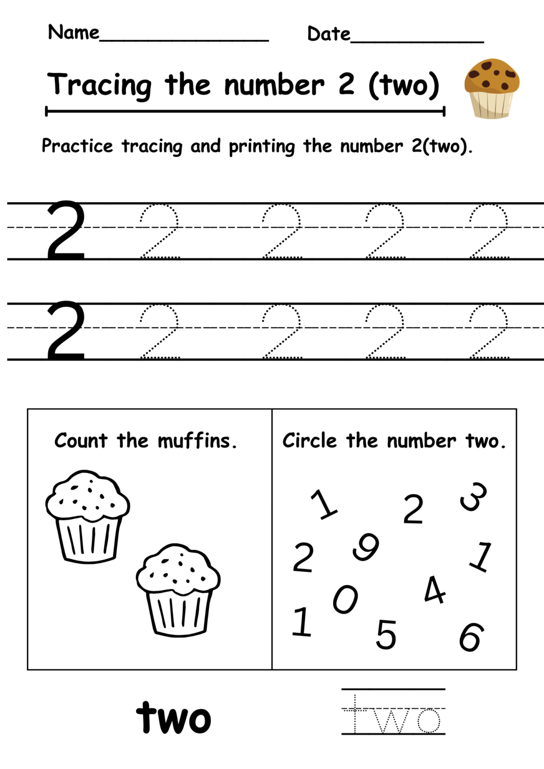 Tracing Number 2 Worksheet Free - Downloadable Worksheets