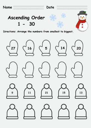 Winter Activity sheets maths Grade 1 free