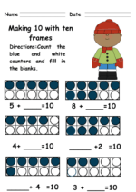 Making 1o with tens frames free worksheet Grade 1