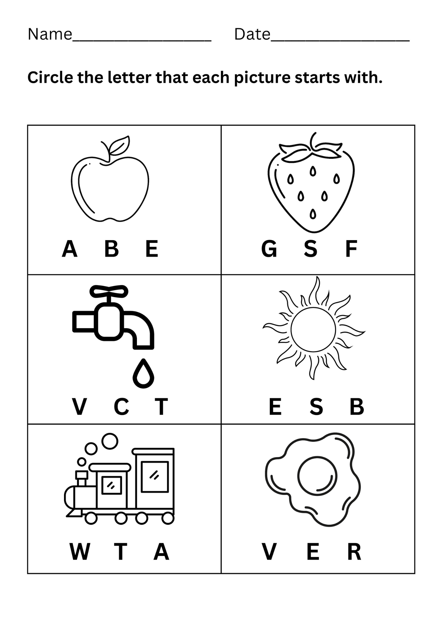 Beginning Sounds Worksheets