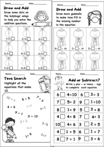 Kindergarten addition and subtraction worksheets (30 Printables ...