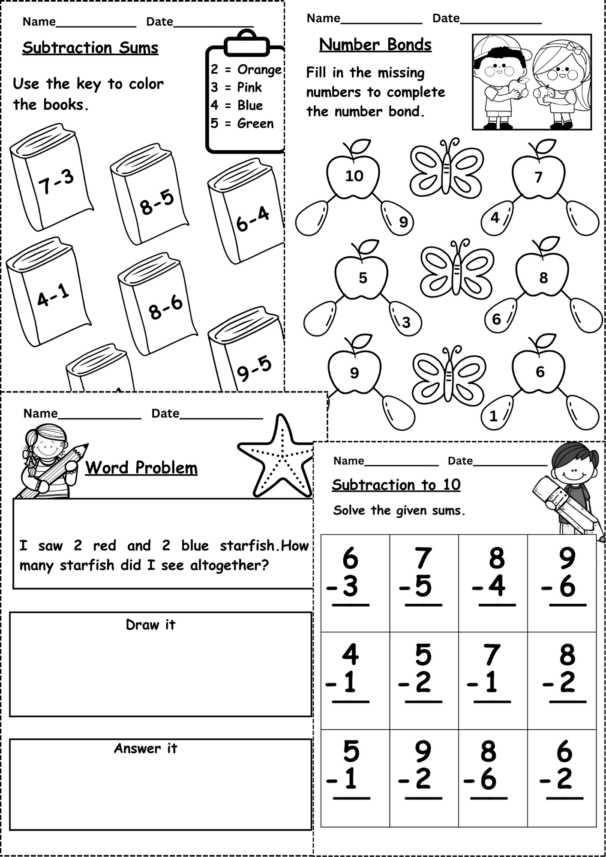 Kindergarten addition and subtraction worksheets (30 Printables ...