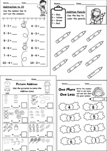 Kindergarten addition and subtraction worksheets (30 Printables ...