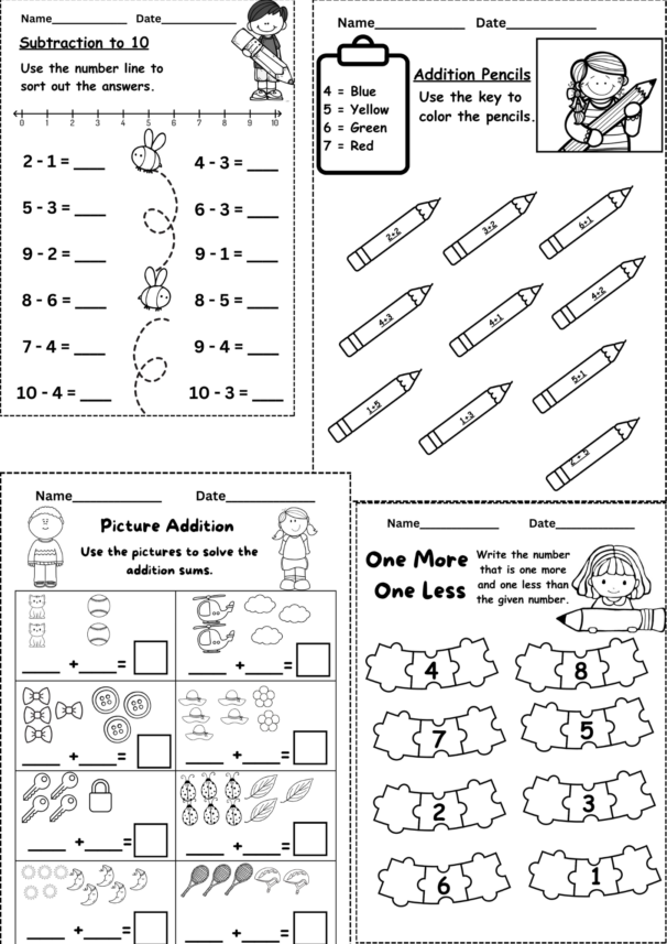 Kindergarten addition and subtraction worksheets (30 Printables ...