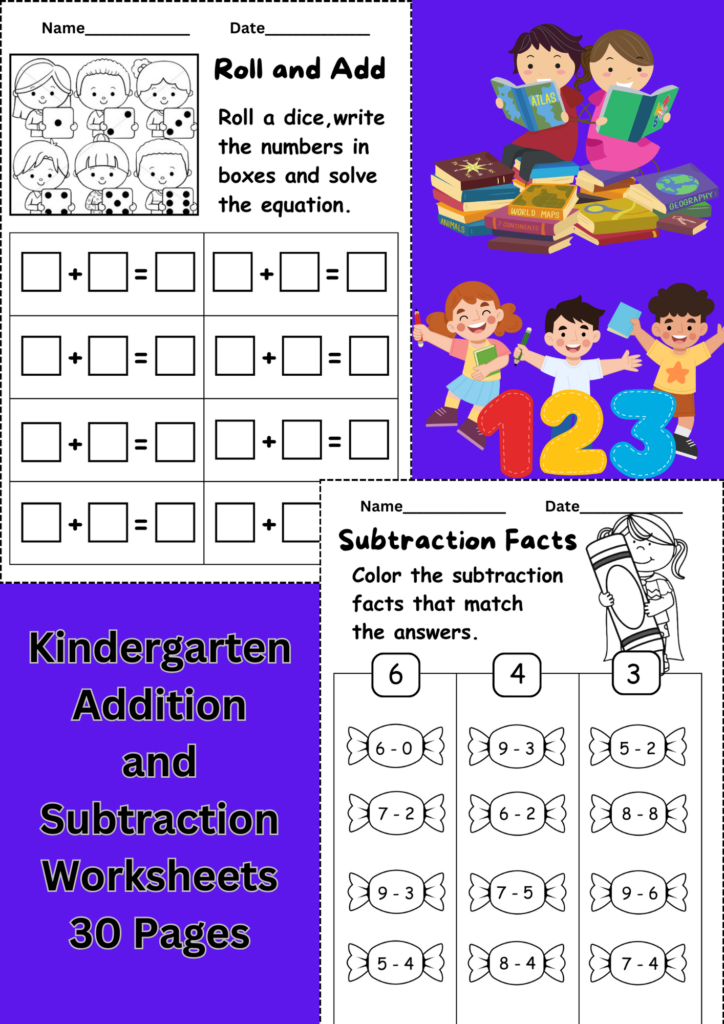 Kindergarten addition and subtraction worksheets (30 Printables ...