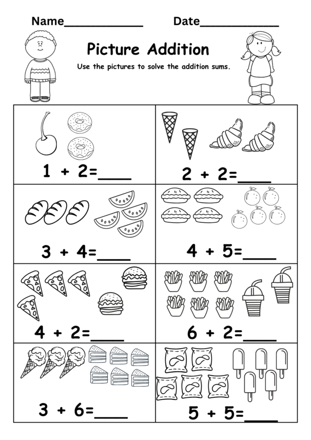 kindergarten addition worksheet free