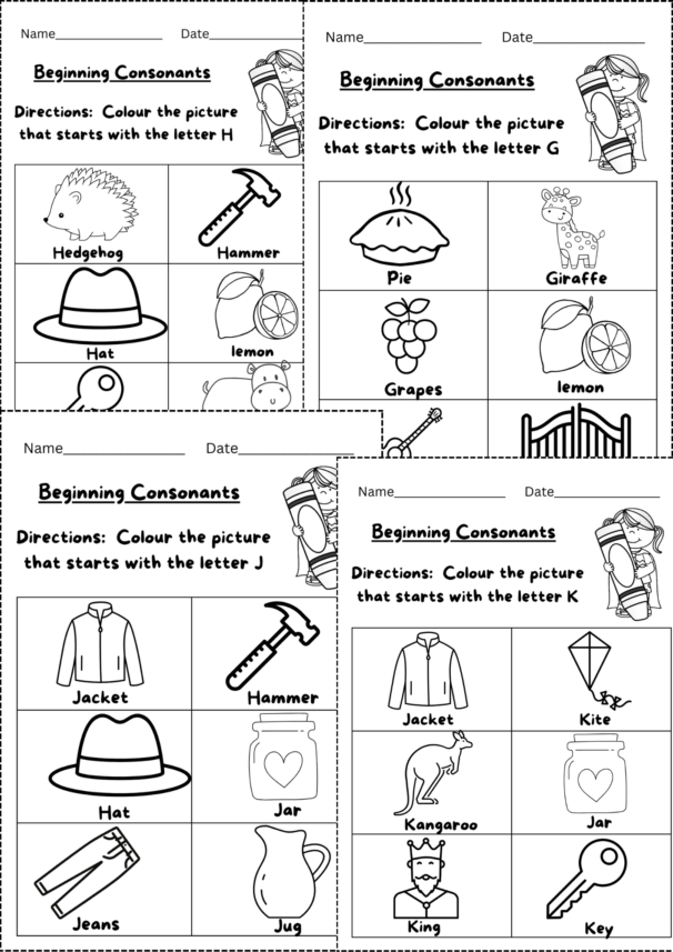 Beginning Consonants Worksheets Kindergarten(21 Pages) - Downloadable ...