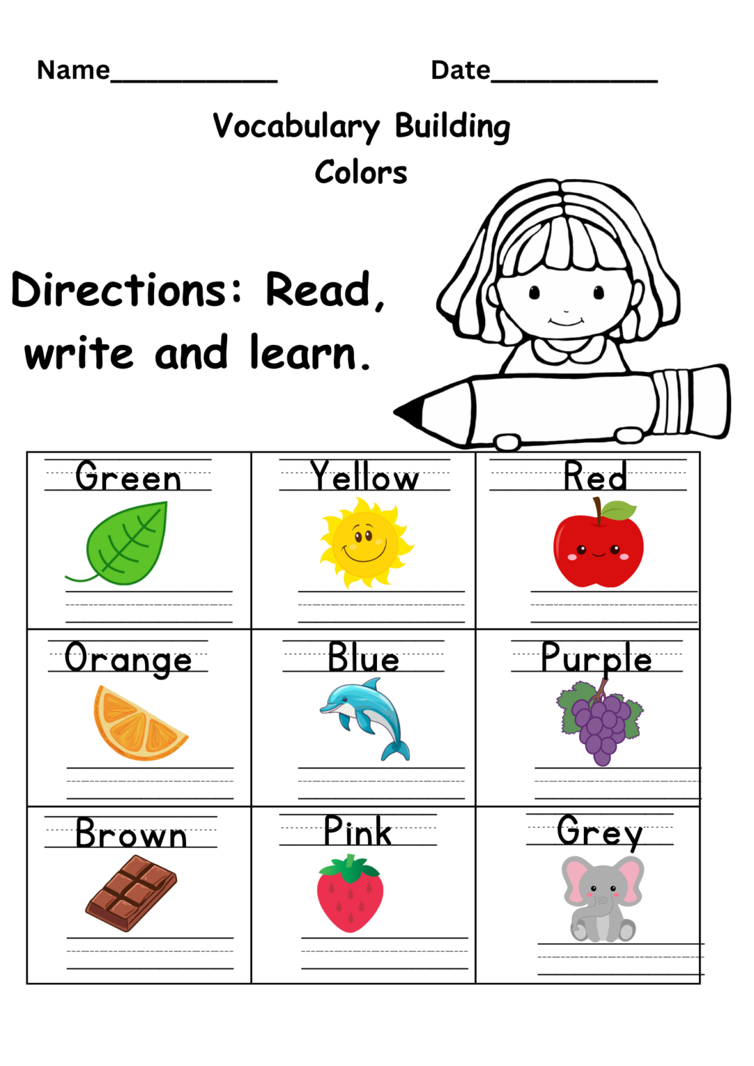 Color names Worksheets Kindergarten Free - Downloadable Worksheets