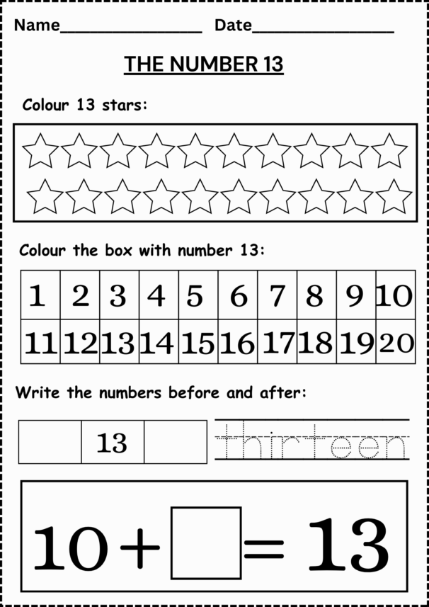 Number 11 to 20 worksheets pdf