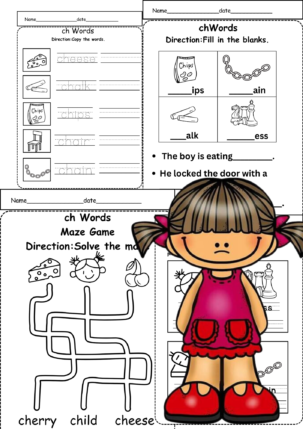 Kindergarten ||ch words||phonics||No Prep || Worksheets||Summer Pack ...
