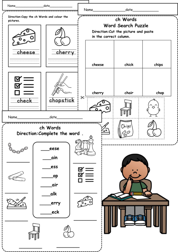 Kindergarten ||ch words||phonics||No Prep || Worksheets||Summer Pack ...