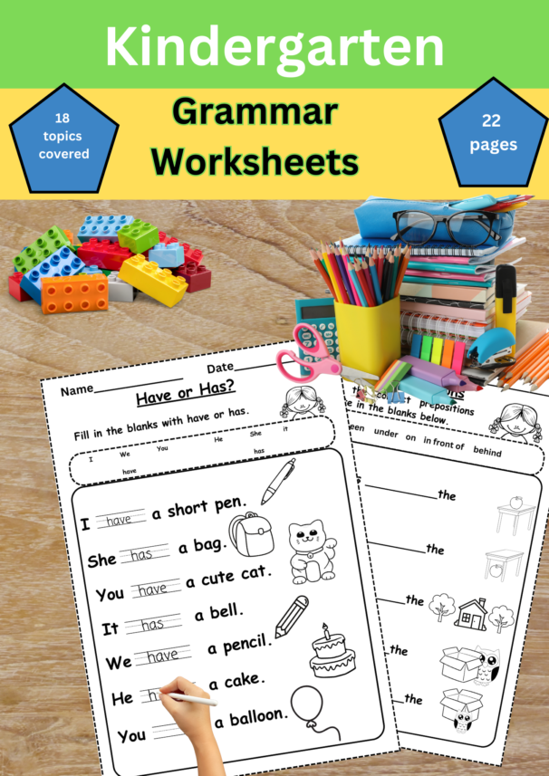 Grammar Worksheets for Kindergarten