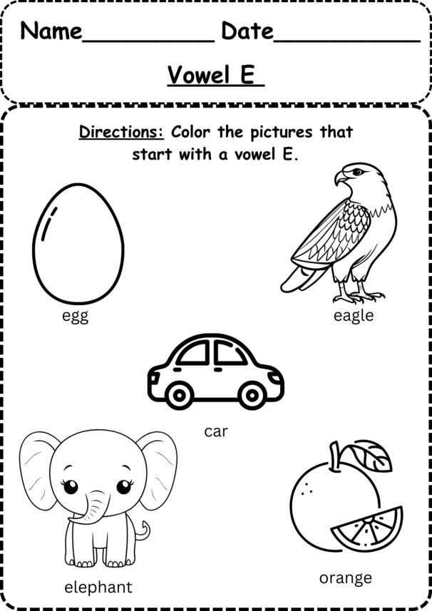 Vowel Coloring Worksheets Free